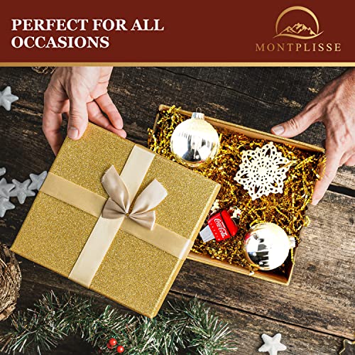 Montplisse Gold Crinkle Paper, 1 LB. Bag. Gold Crinkle Cut Paper Shred filler gold for Gift Box & Baskets, Wedding & Christmas Gifts. Gold Shred for 4 gift boxes.