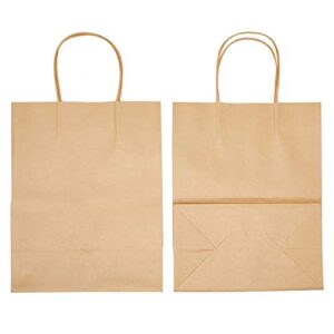 Medium Kraft Paper Gift Bags with Handles (Brown, 8x10 In, 12 Pack) for Birthday Party Favors