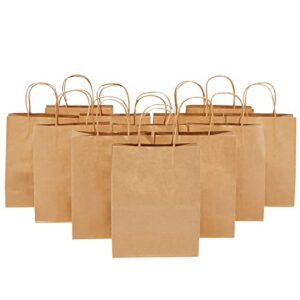 Medium Kraft Paper Gift Bags with Handles (Brown, 8x10 In, 12 Pack) for Birthday Party Favors