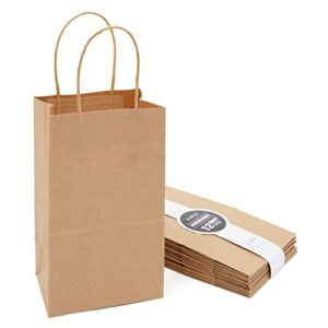 juvale 12 pack small gift bags with handles, 5.3 x 3 x 8.5 inch bulk kraft paper material brown bags for party favors, goodies