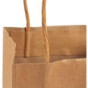 Juvale 12 Pack Small Gift Bags with Handles, 5.3 x 3 x 8.5 Inch Bulk Kraft Paper Material Brown Bags for Party Favors, Goodies