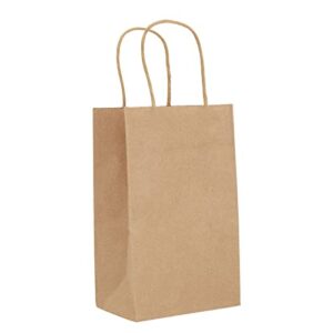 Juvale 12 Pack Small Gift Bags with Handles, 5.3 x 3 x 8.5 Inch Bulk Kraft Paper Material Brown Bags for Party Favors, Goodies