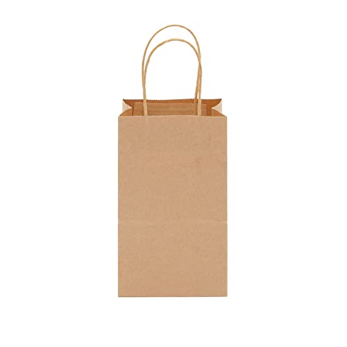 Juvale 12 Pack Small Gift Bags with Handles, 5.3 x 3 x 8.5 Inch Bulk Kraft Paper Material Brown Bags for Party Favors, Goodies