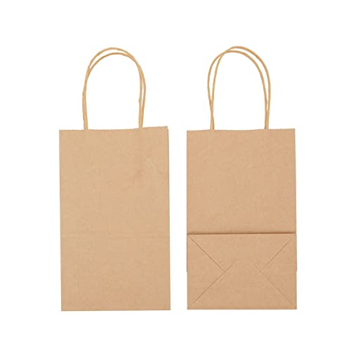 Juvale 12 Pack Small Gift Bags with Handles, 5.3 x 3 x 8.5 Inch Bulk Kraft Paper Material Brown Bags for Party Favors, Goodies