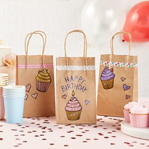 Juvale 12 Pack Small Gift Bags with Handles, 5.3 x 3 x 8.5 Inch Bulk Kraft Paper Material Brown Bags for Party Favors, Goodies