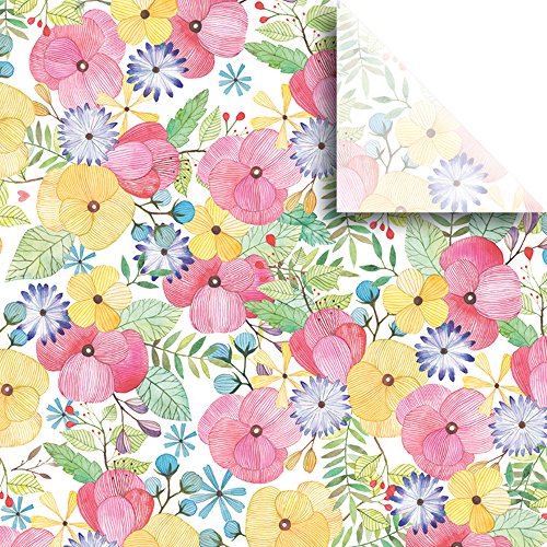 Jillson Roberts 24 Sheet-Count Premium Printed Tissue Paper Available in 3 Different Assortments, Fanciful Florals