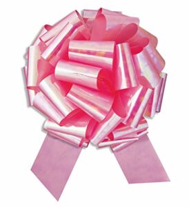 nicky bigs novelties 14″ iridescent metallic giant large instant pull bow birthday wedding decoration (pink)