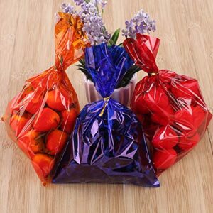 Colored Cellophane Treat Bags, 6x9 Inch 100 pcs Colorful Cellophane Bags with 100Pcs Twist Ties 2.5Mil Cello Bags for Party Favors