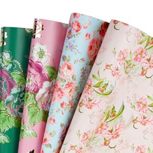 RUSPEPA Gift Wrapping Paper Sheets - Floral Design Perfect for Wedding,Birthday, Mothers Day, Congrats - 8 Folded Sheets - 19.65 X27.5 inches