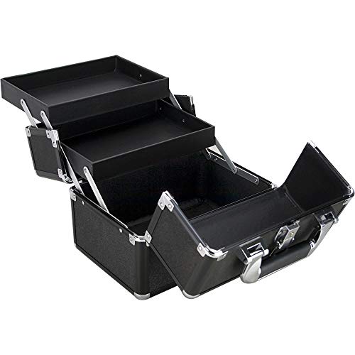 Ver Beauty 2-Tiers Extendable Trays Art Craft Supplies Storage Portable Box Tool Case Organizer Travel – VK002, Black Glitter