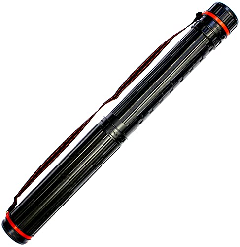 VViViD 25” - 40.75” inch Black Telescoping Storage Tube, with Carrying Strap, for Posters, Documents, Art, Blueprints, and More