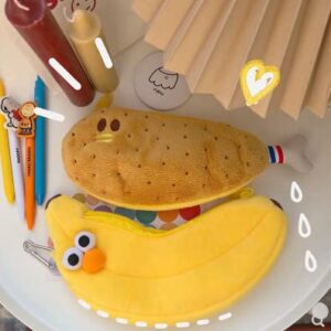 Aufruh Plush Pencil Bag Cute Drumstick Stuffed Pencil Case Cartoon Stationary Pencil Pouch Accessory Soft Cosmetic Pen Bag for Girls Boys School Office