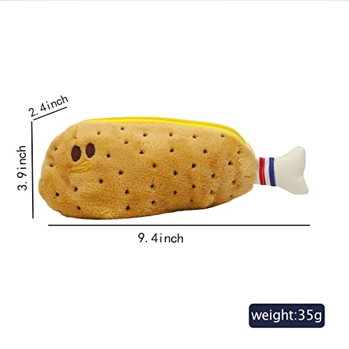 Aufruh Plush Pencil Bag Cute Drumstick Stuffed Pencil Case Cartoon Stationary Pencil Pouch Accessory Soft Cosmetic Pen Bag for Girls Boys School Office