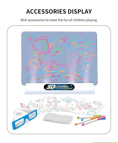 Magic 3D Luminous Eraseable, Drawing Board, Preschool Kids 3 and up. Educational Fun Learning! Boys and Girls