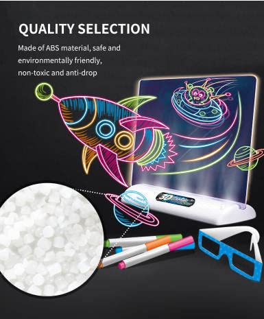 Magic 3D Luminous Eraseable, Drawing Board, Preschool Kids 3 and up. Educational Fun Learning! Boys and Girls