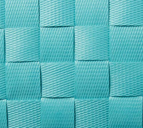 EVIDECO 8400147 Checkered Woven Strap Storage Baskets Totes Set of 3 Turquoise Blue, 7.8 L x 5.3 W x 4.2 H