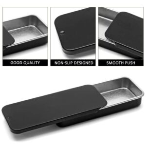 Unlorspy 10 Pcs Black Metal Tin Container Slide Lid, 3.15" x 1.34" x 0.47" Metal Tin Container Slide Top for DIY Pills, Solid Perfumes, Lip Balms, Cards and Herbs