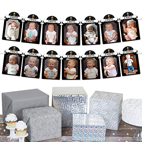 Big Dot of Happiness 1st Birthday Little Mr. Onederful - DIY Boy First Birthday Party Decor - 1-12 Monthly Picture Display - Photo Banner