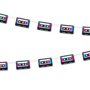 80’s party supplies – cassette tape banner garland decorations, 7 feet long (2 pack)