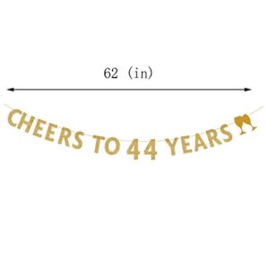 MAGJUCHE Gold glitter Cheers to 44 years banner,44th birthday party decorations