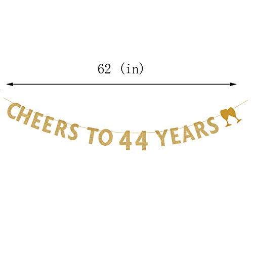 MAGJUCHE Gold glitter Cheers to 44 years banner,44th birthday party decorations