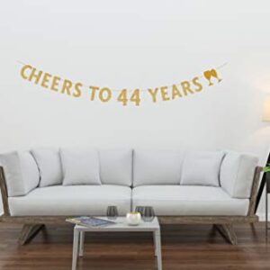 MAGJUCHE Gold glitter Cheers to 44 years banner,44th birthday party decorations