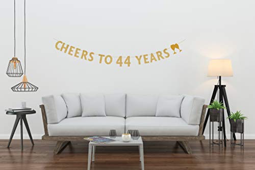 MAGJUCHE Gold glitter Cheers to 44 years banner,44th birthday party decorations