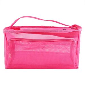 3 holes storage bags mesh yarn storage bag crochet wool small accessories convenient container for home-use (rose red)