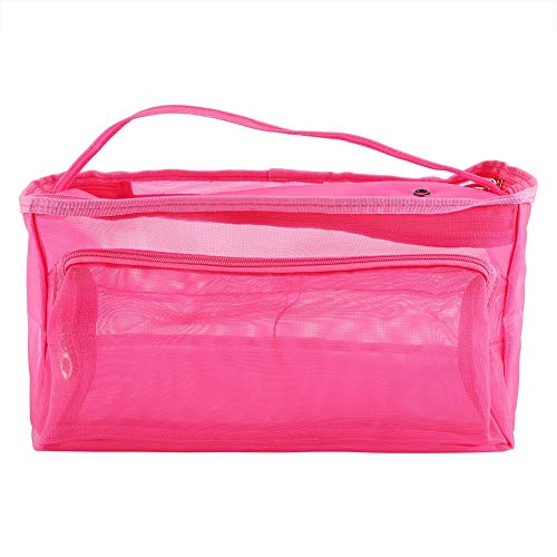 3 Holes Storage Bags Mesh Yarn Storage Bag Crochet Wool Small Accessories Convenient Container for Home-use (Rose red)