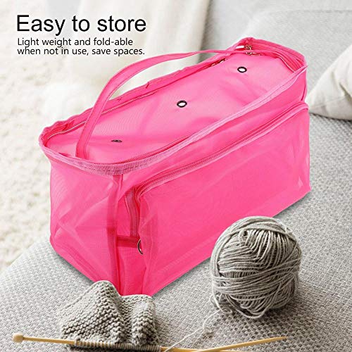 3 Holes Storage Bags Mesh Yarn Storage Bag Crochet Wool Small Accessories Convenient Container for Home-use (Rose red)