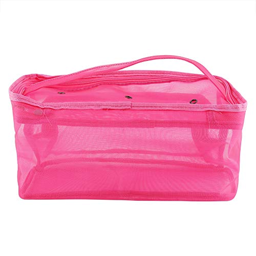 3 Holes Storage Bags Mesh Yarn Storage Bag Crochet Wool Small Accessories Convenient Container for Home-use (Rose red)