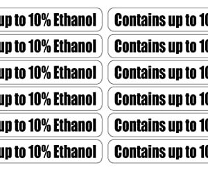 Contains up to 10% Ethanol for Gas Station Pumps (12 Pack) Decals Stickers1"x7"