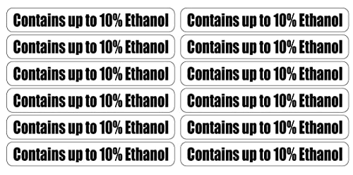 Contains up to 10% Ethanol for Gas Station Pumps (12 Pack) Decals Stickers1"x7"