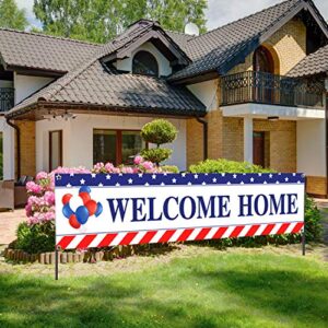 welcome home banner large fabric stars and stripes sign banner backdrop background deployment retirement banner for patriotic theme deployment returning back military army party decoration