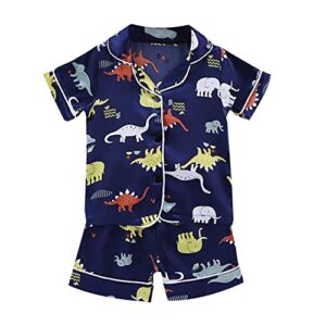 boy sport pajamas shirt pajamas sleepwear set kids shorts boys dinosaur clothes t baby toddler boys robe 5t dark blue 4-5 years