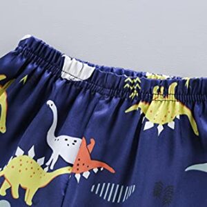 Boy Sport Pajamas Shirt Pajamas Sleepwear Set Kids Shorts Boys Dinosaur Clothes T Baby Toddler Boys Robe 5t Dark Blue 4-5 Years