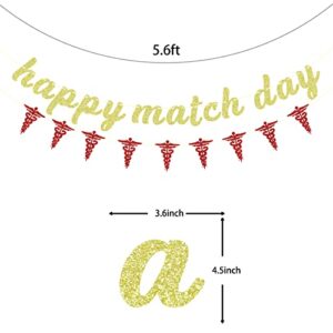 Happy Match Day Banner, Residency Match/Congratulations You Matched Decorations, Congrats on Matching, Doctor Graduation Party Decorations 2023 Red and Gold Glitter