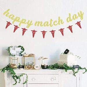 Happy Match Day Banner, Residency Match/Congratulations You Matched Decorations, Congrats on Matching, Doctor Graduation Party Decorations 2023 Red and Gold Glitter