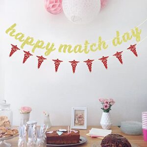 Happy Match Day Banner, Residency Match/Congratulations You Matched Decorations, Congrats on Matching, Doctor Graduation Party Decorations 2023 Red and Gold Glitter