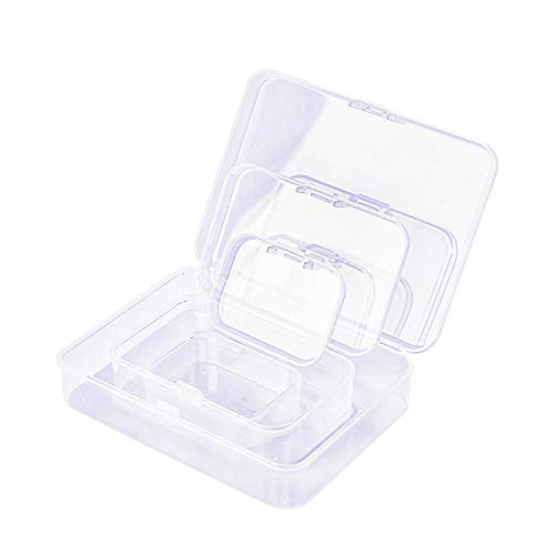 LJY 36 Pieces Mixed Sizes Rectangular Empty Mini Plastic Storage Containers with Lids for Small Items and Other Craft Projects (Clear)