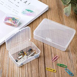 LJY 36 Pieces Mixed Sizes Rectangular Empty Mini Plastic Storage Containers with Lids for Small Items and Other Craft Projects (Clear)