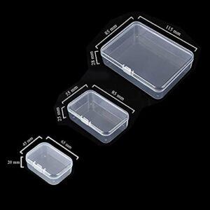 LJY 36 Pieces Mixed Sizes Rectangular Empty Mini Plastic Storage Containers with Lids for Small Items and Other Craft Projects (Clear)