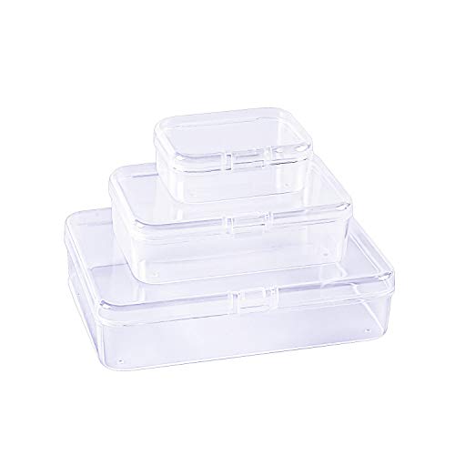 LJY 36 Pieces Mixed Sizes Rectangular Empty Mini Plastic Storage Containers with Lids for Small Items and Other Craft Projects (Clear)