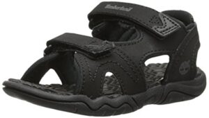 timberland baby boys adventure seeker 2-strap flat sandal, blackout, 7 big kid us