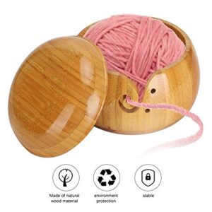 Yarn Storage Bowl, Wooden Portable Yarn Bowl Holder for Knitting Crochet Hook Accessories, Wood Crafted Yarn Storage Organizer Holder with Lid, Beautiful Gifts for Moms and Grandmothers