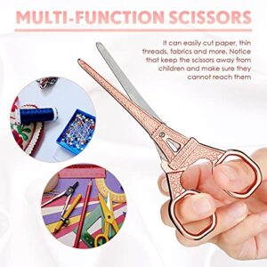 3 Pieces Scissors and Letter Opener Set Include 2 Pieces Metal Envelope Opener Slitter and 1 Pieces Eiffel Tower Embroidery Scissors Craft Scissors for Office Home School Supplies (Rose Gold)