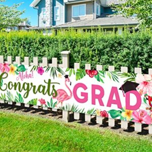 Large Aloha Congrats Grad Banner 2023 Graduation Party Decorations Luau Grad Yard Sign Class of 2023 Hawaiian Backdrop for High School College Graduation Party Supplies