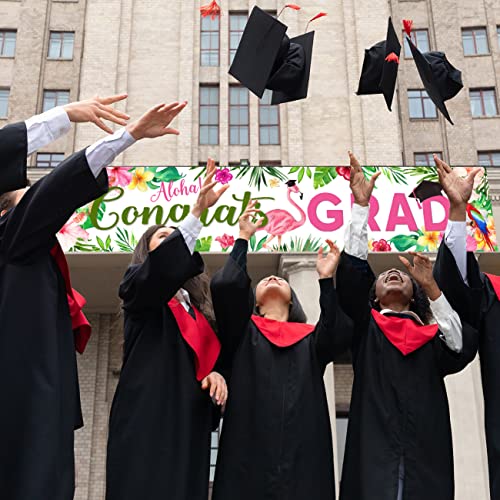 Large Aloha Congrats Grad Banner 2023 Graduation Party Decorations Luau Grad Yard Sign Class of 2023 Hawaiian Backdrop for High School College Graduation Party Supplies