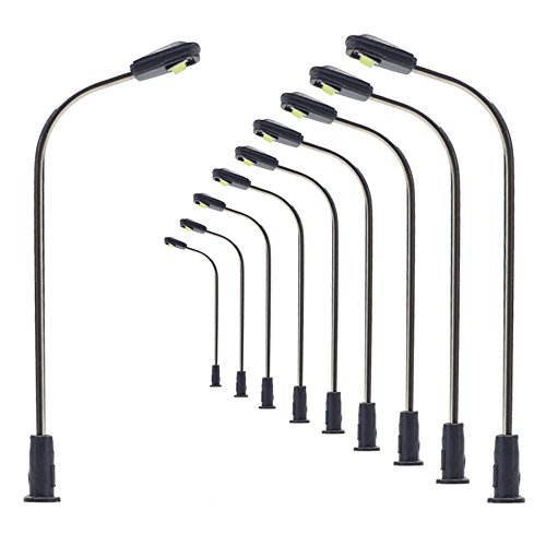 LQS05 10pcs Model Railway Train Lamp Post 3.6cm or 1.42inch Street Light Bright Cool White N Z Scale LEDs New