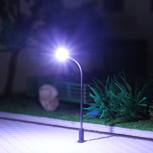 LQS05 10pcs Model Railway Train Lamp Post 3.6cm or 1.42inch Street Light Bright Cool White N Z Scale LEDs New